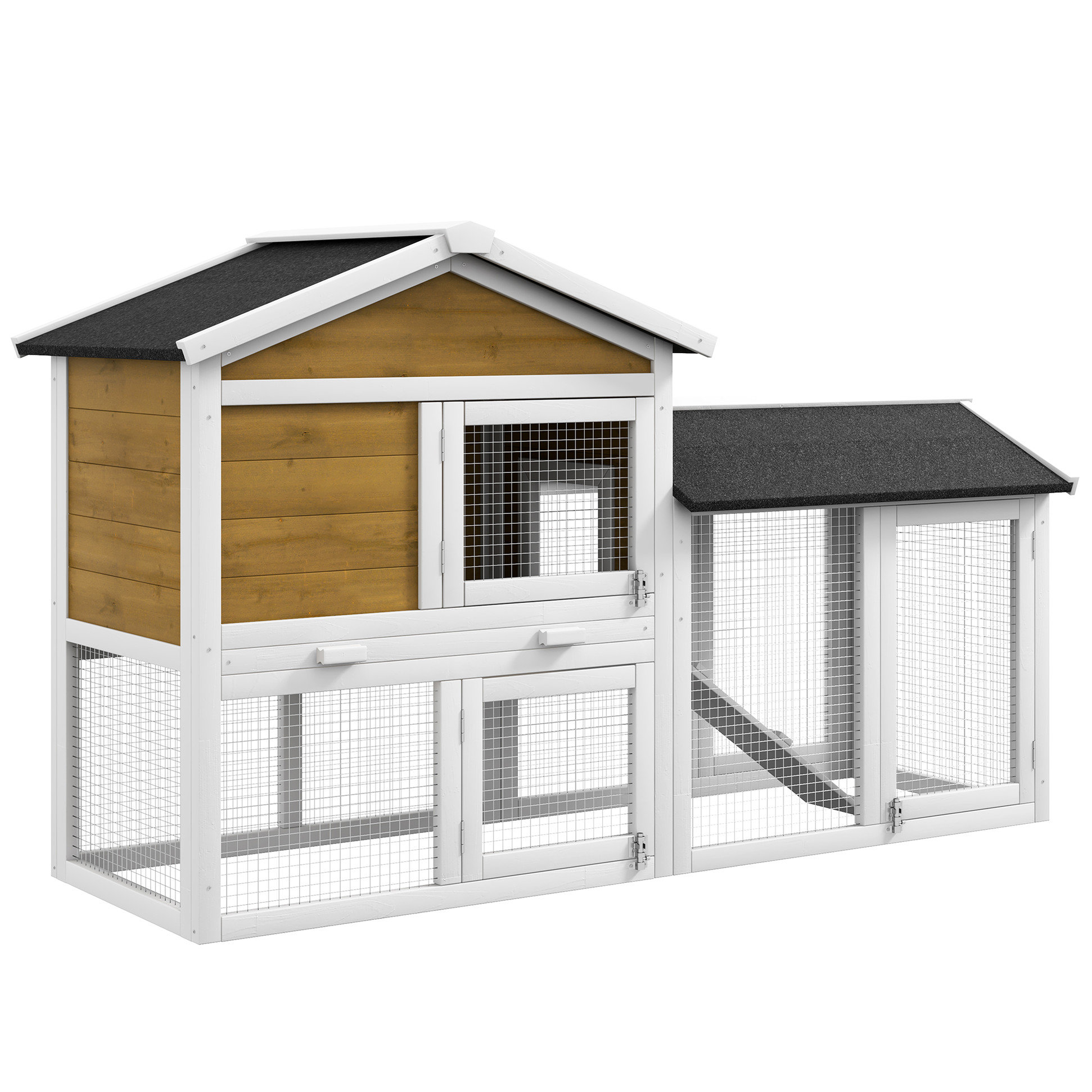One Allium Way Large Wooden Small Animal Cage With Run Area, Resilient ...