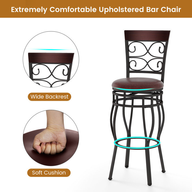 Hokku Designs Set of 2 30 Inch Bar Stool with Backrest and Footrest ...
