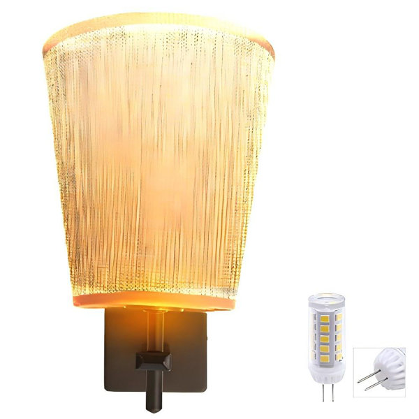Winston Porter 12V LED RV Wall Sconce With Round Fabric Shape (1 X G4 ...