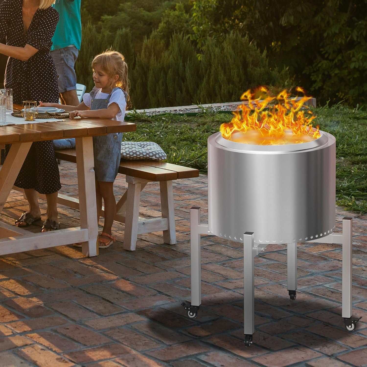 INKEDZ 15-27 inch Universal Firepit Stand with Wheels for Solo Stove ...
