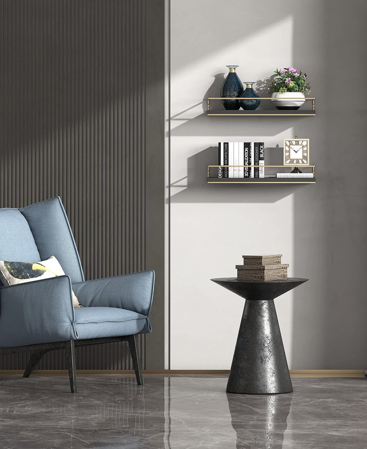 Mercer41 Wood Floating Shelves - Set of 2, Wall Mounted Hanging Shelves ...