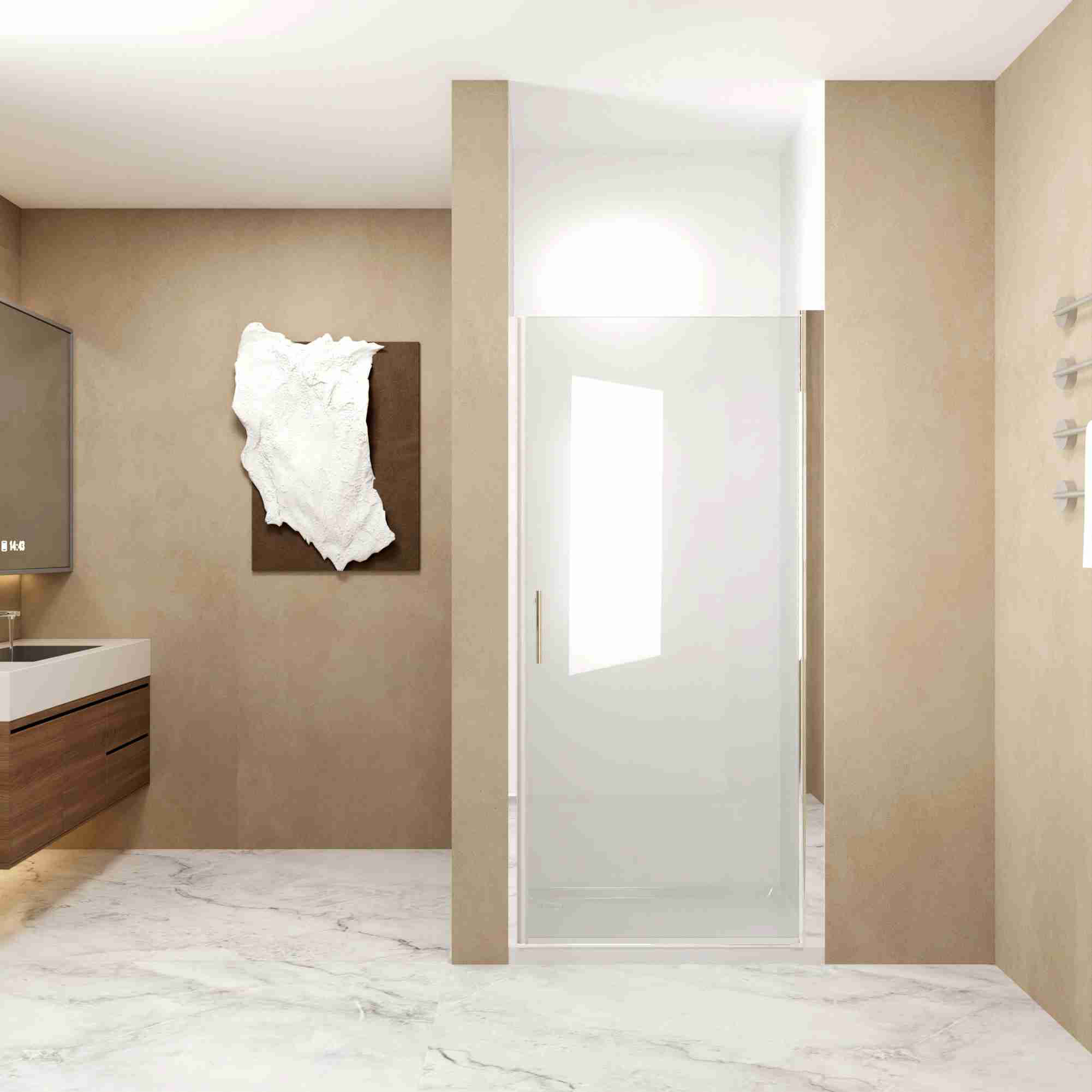 Home Enter Hub Pivot Shower Door with Brushed Nickel Aluminum Frame ...