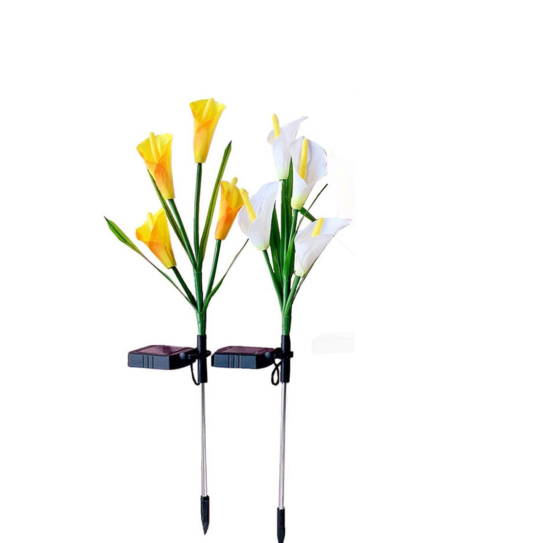 CELLPAK LED Solar Powered Garden Stake Lights, Calla Lily Flower Lights ...