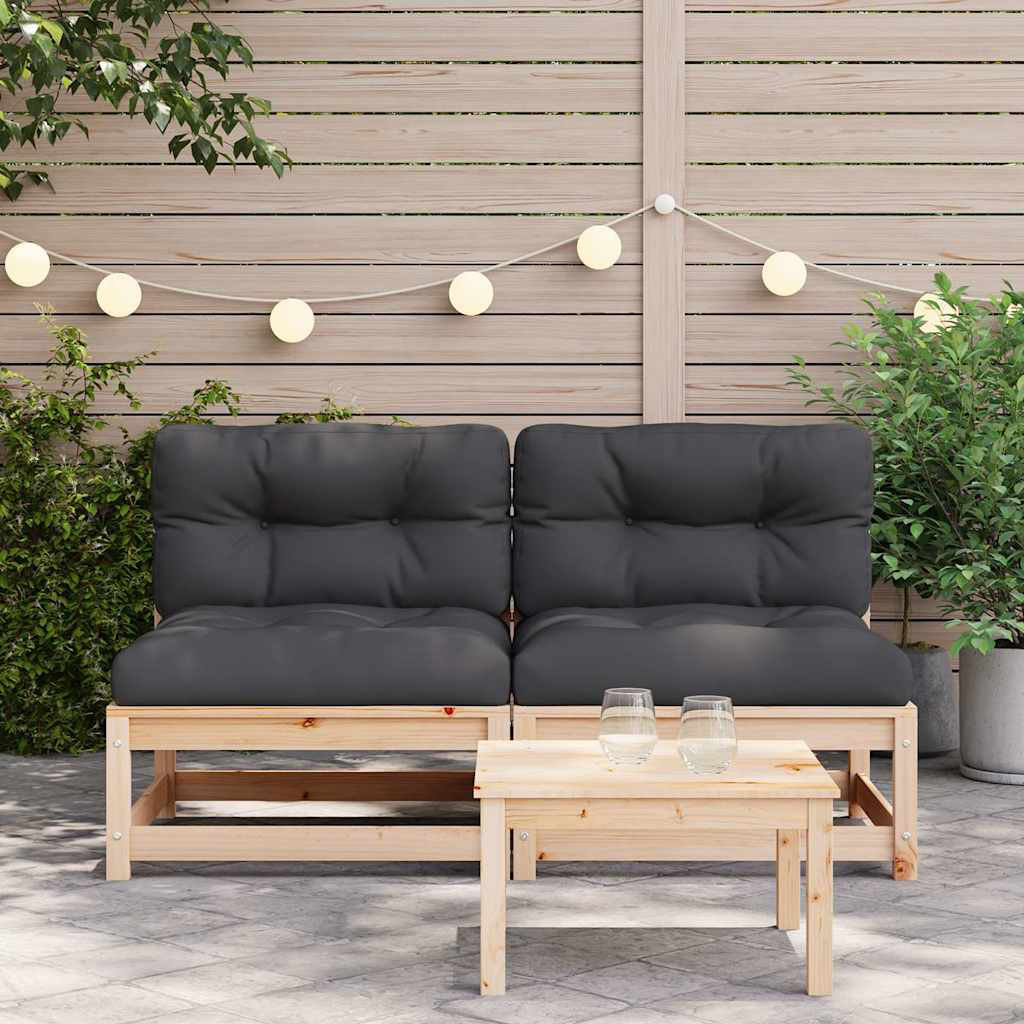Ophelia & Co. Patio Sofas Armless With Cushions 2 Pcs Solid Wood Pine ...