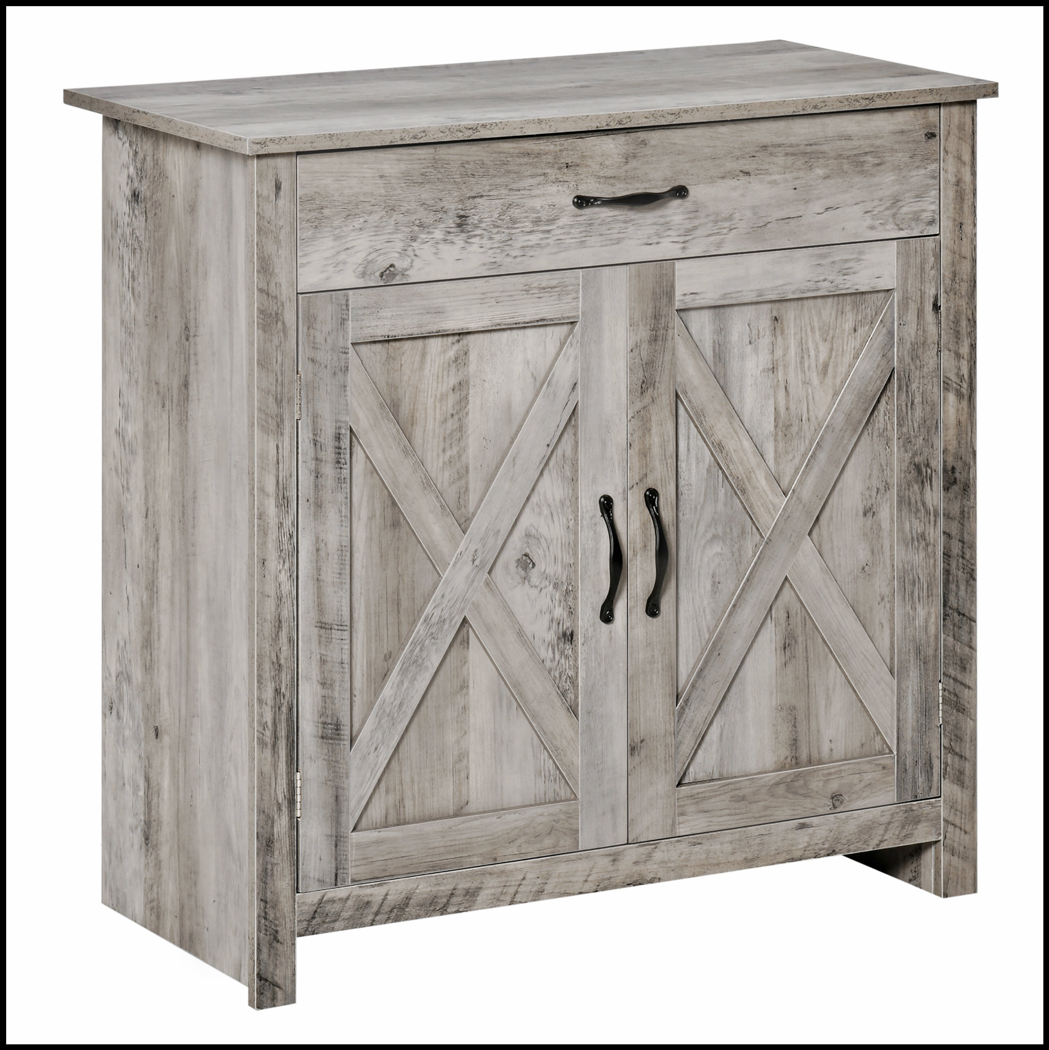 August Grove® Farmhouse Sideboard Buffet Cabinet with Barn Door Style ...