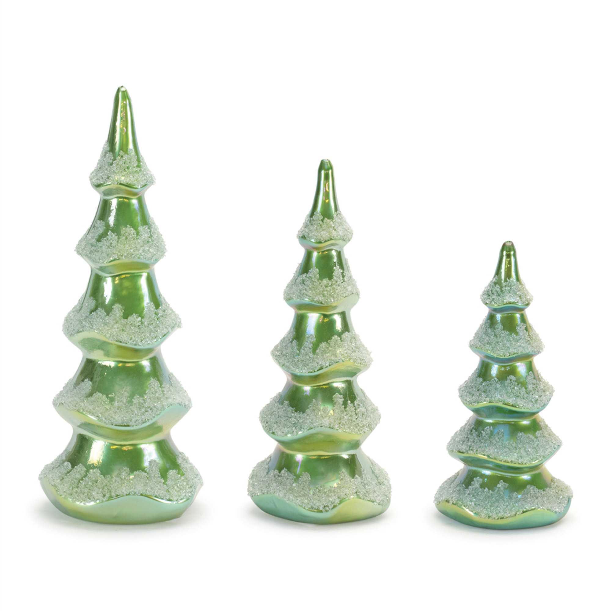 The Holiday Aisle® Beaded Iridescent Glass Tree (Set of 3) | Wayfair