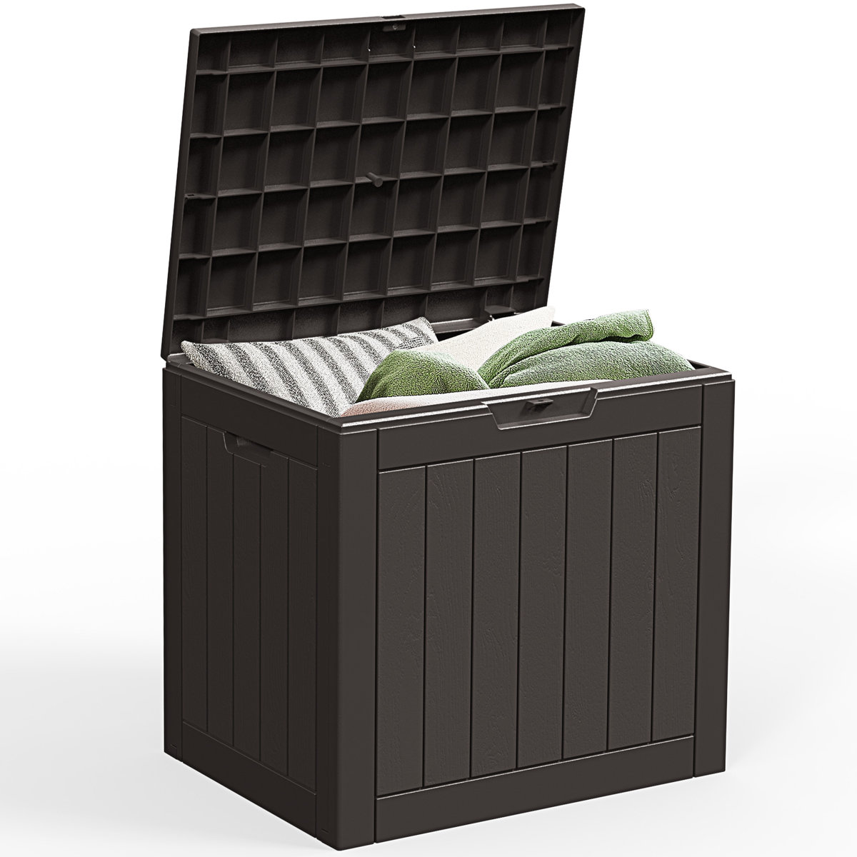 Smugdesk.com 32 Gallon Deck Box Weatherproof Resin Lockable Outdoor ...