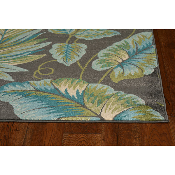 Bayou Breeze Alessa Floral Gray/Green Area Rug & Reviews | Wayfair