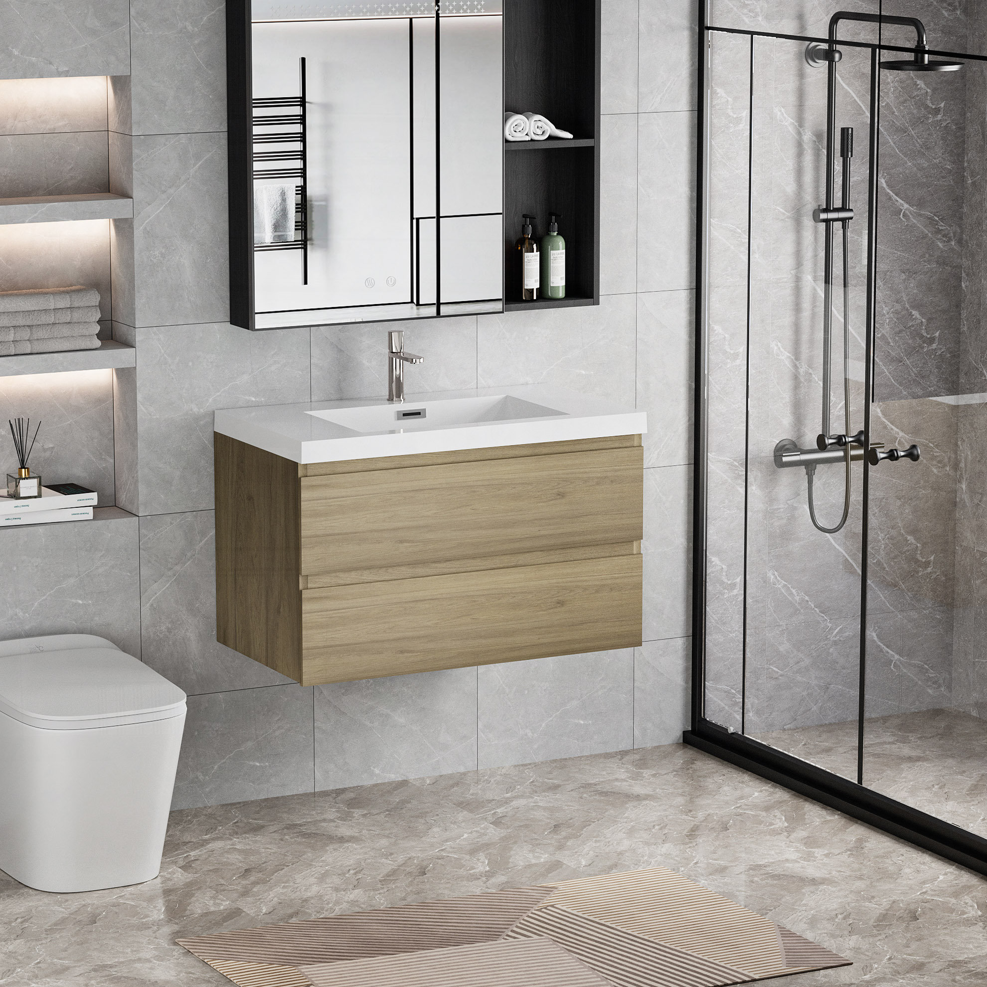 weixunguang Floating Bathroom Vanity With Sink, Modern Wall-Mounted ...