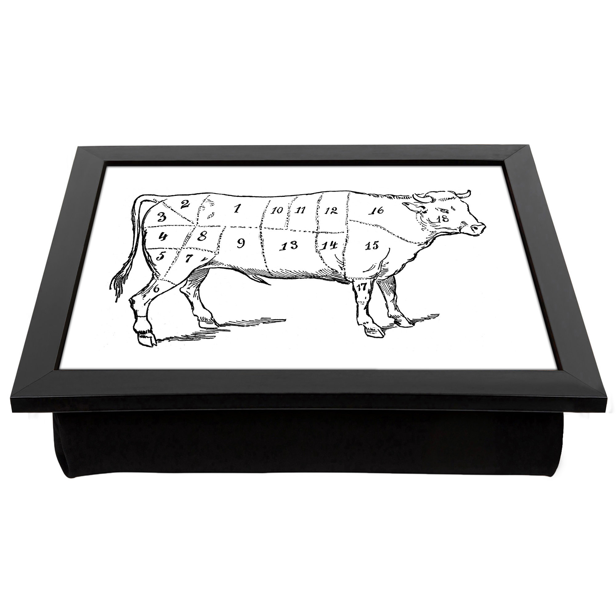 17 Stories Butchers Beef Cow Map Meat Cuts Lap Tray with Cushion ...