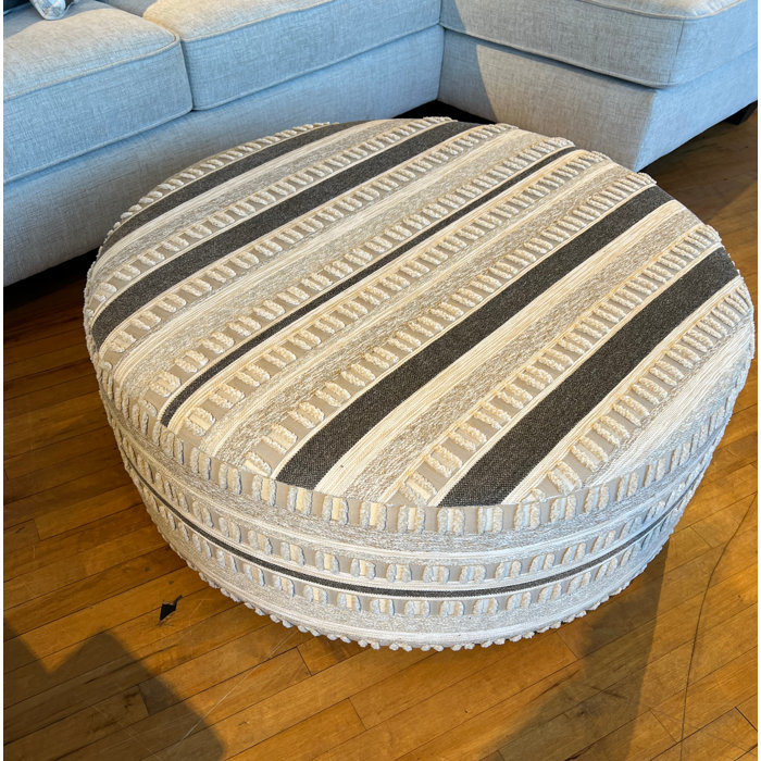 Latitude Run® Persia 41 inch Round Upholstered Textured Ottoman ...