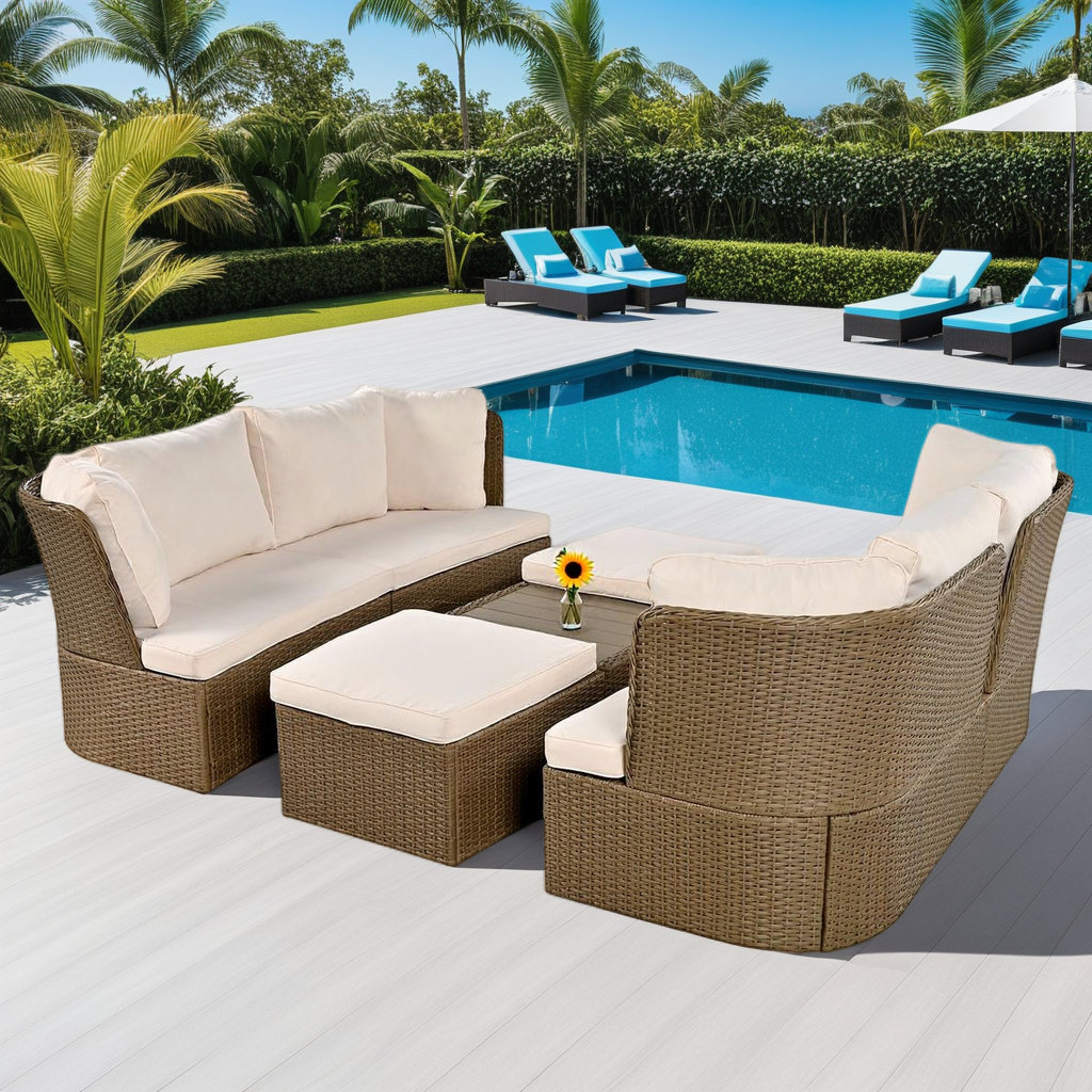 Latitude Run® Agostini 6 - Person Outdoor Seating Group with Cushions ...