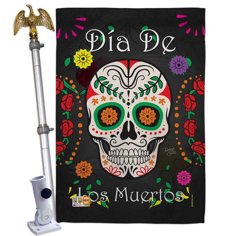 Breeze Decor Dia De Los Muertos 2-Sided Polyester 40 x 28 in. Flag Set ...
