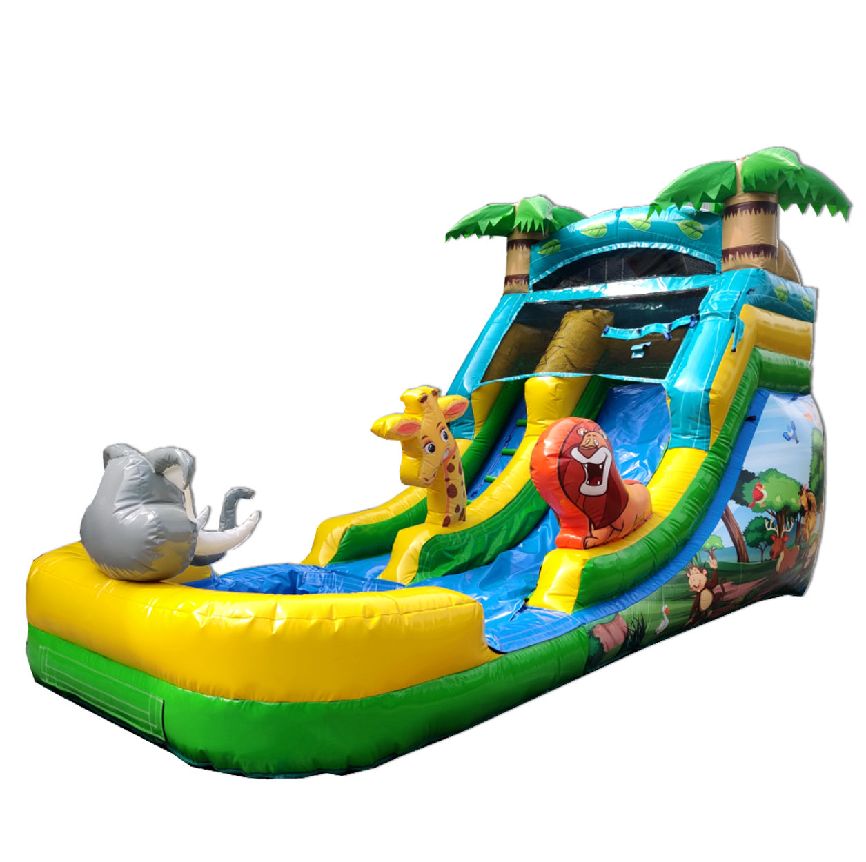 Jingo Jump 12 FT Safari Inflatable Slide with Air Blower | Wayfair