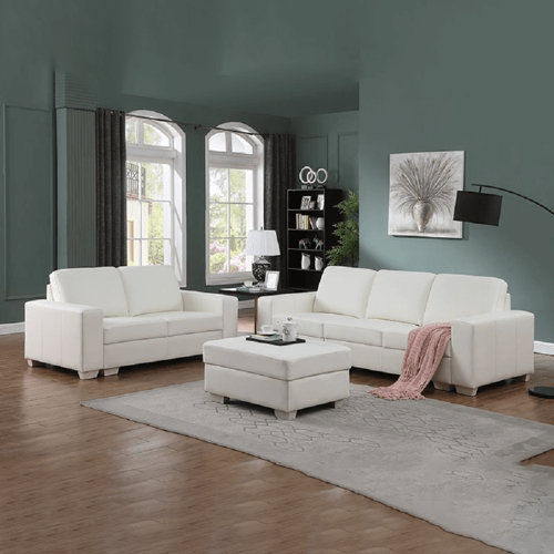 Leather White Living Room Sets You'll Love | Wayfair