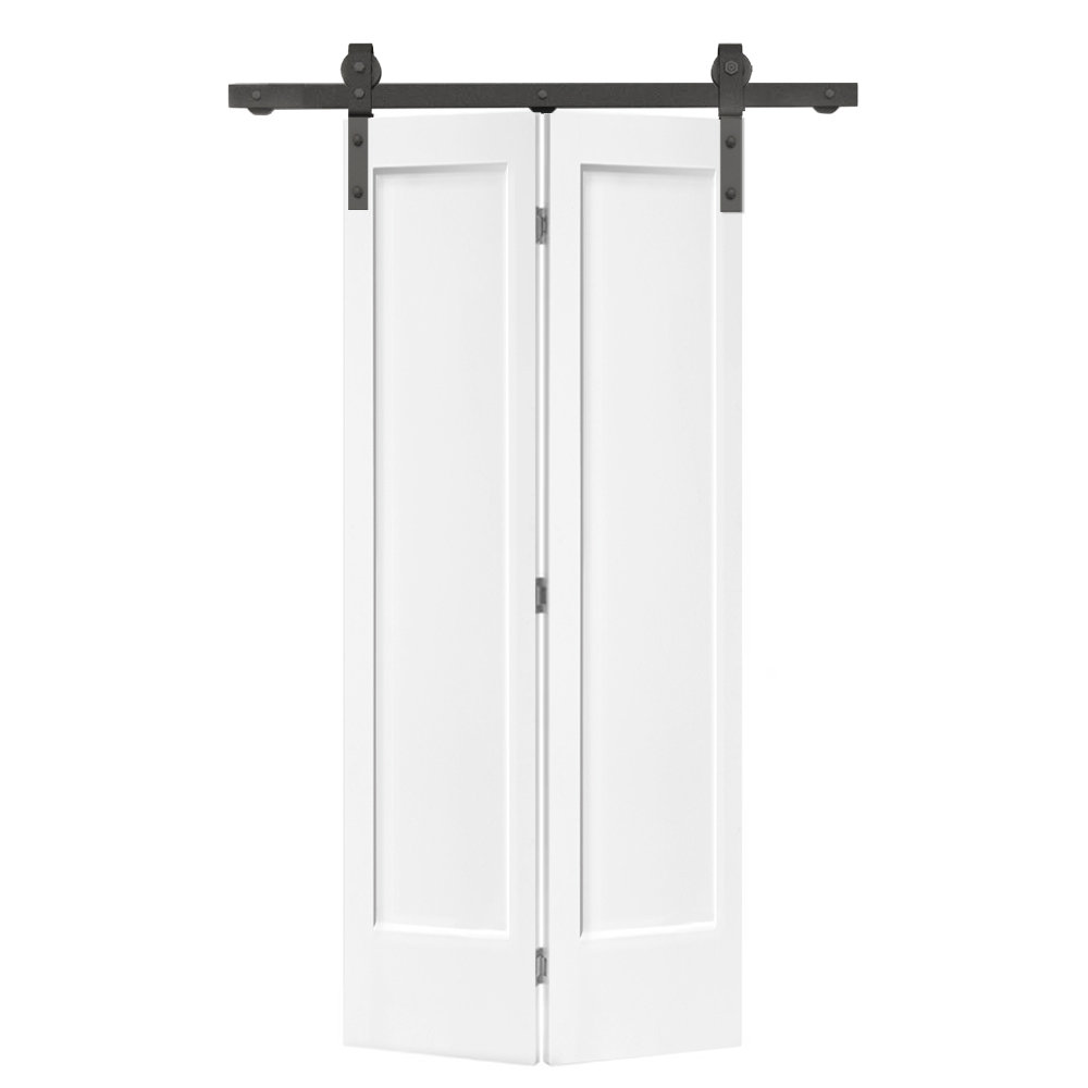 Calhome Paneled MDF Composite Bifold Barn Door with Installation ...