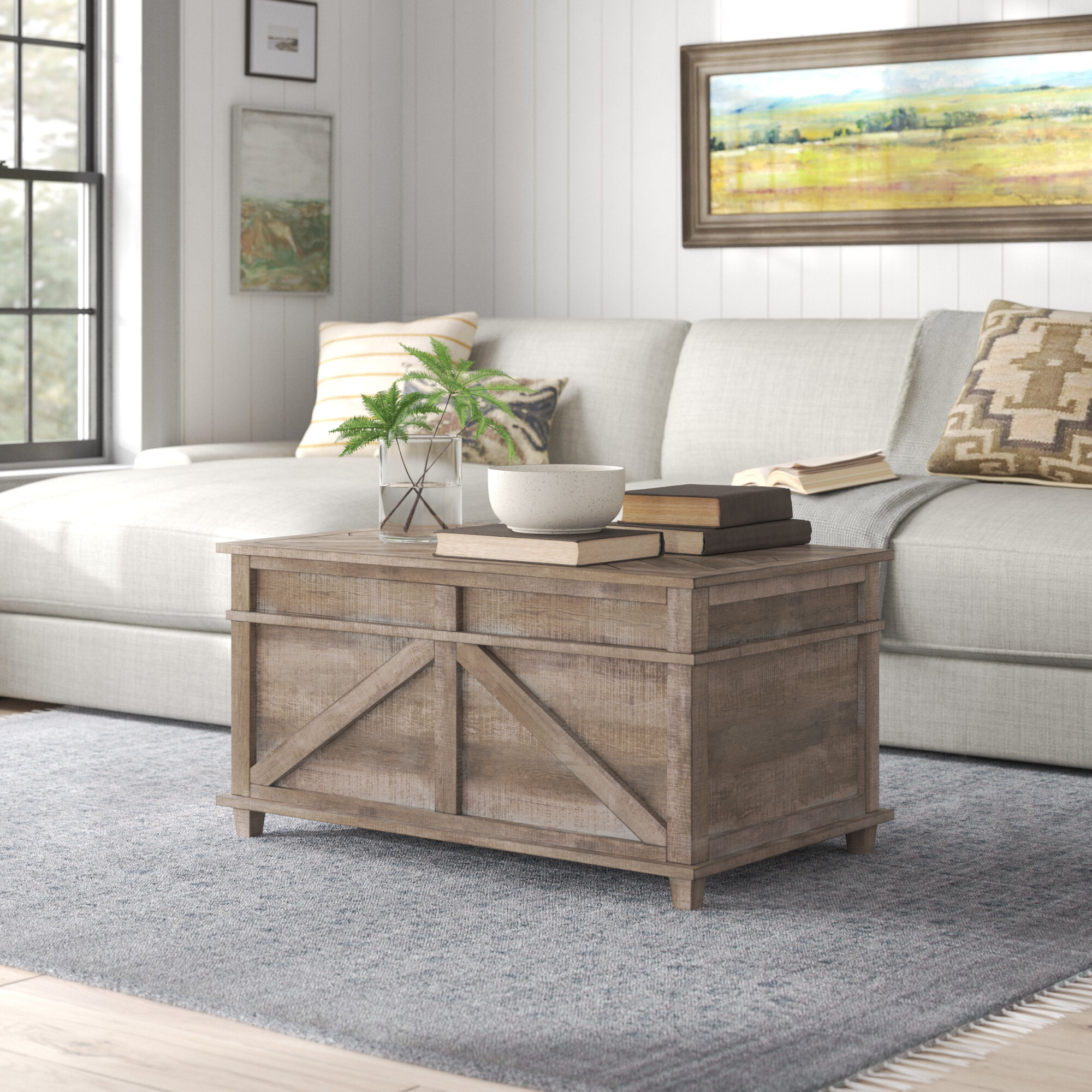 Gracie Oaks Locust Grove Lift Top 4 Legs Coffee Table with Storage ...