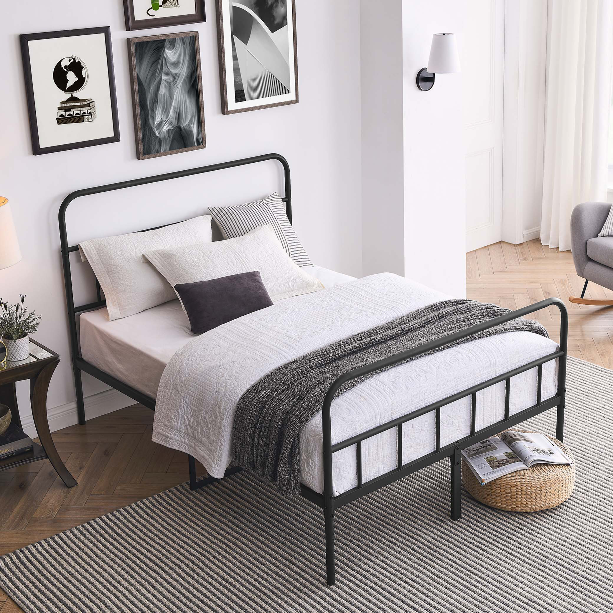 17 Stories Wrought Iron Bed Frame, Metal Bed Frame, Iron Platform Bed ...