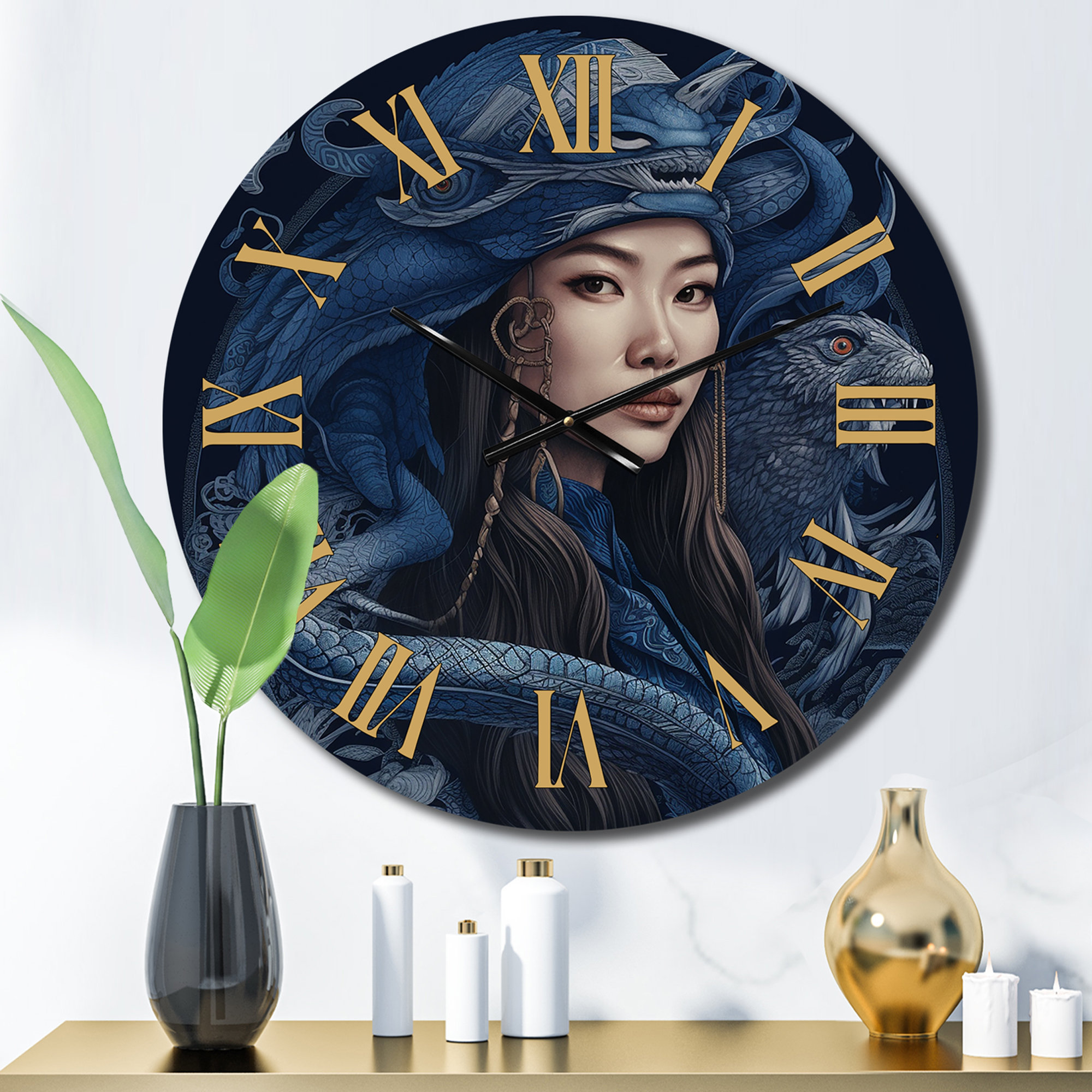 Design Art Asian Native Japanese Ainu Goddess V Wall Clock | Wayfair