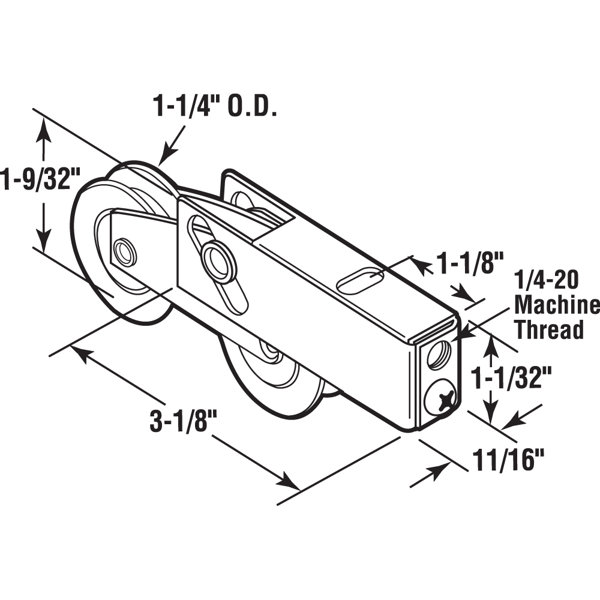 Prime-Line Roller Assembly, 1-1/4 In. Tandem Wheels, Concave Edge, Ball ...