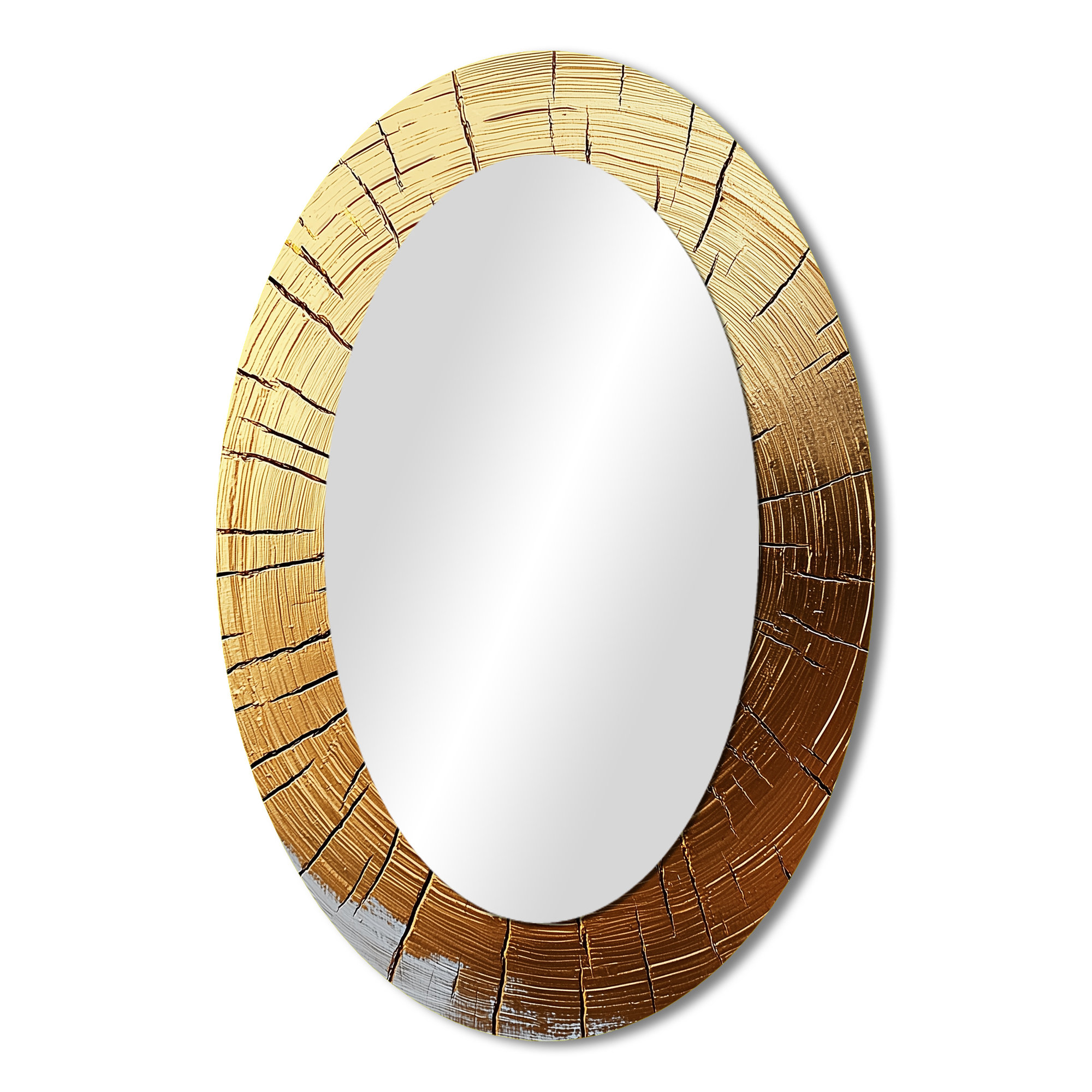 Dakota Fields Golden Wood Slide Roots Of Serenity III - Landscapes Oval Decorative Mirror On ...