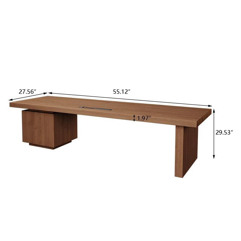 Tha Dream Team Retro Brown Solid Wood Rectangular Office Desk | Wayfair