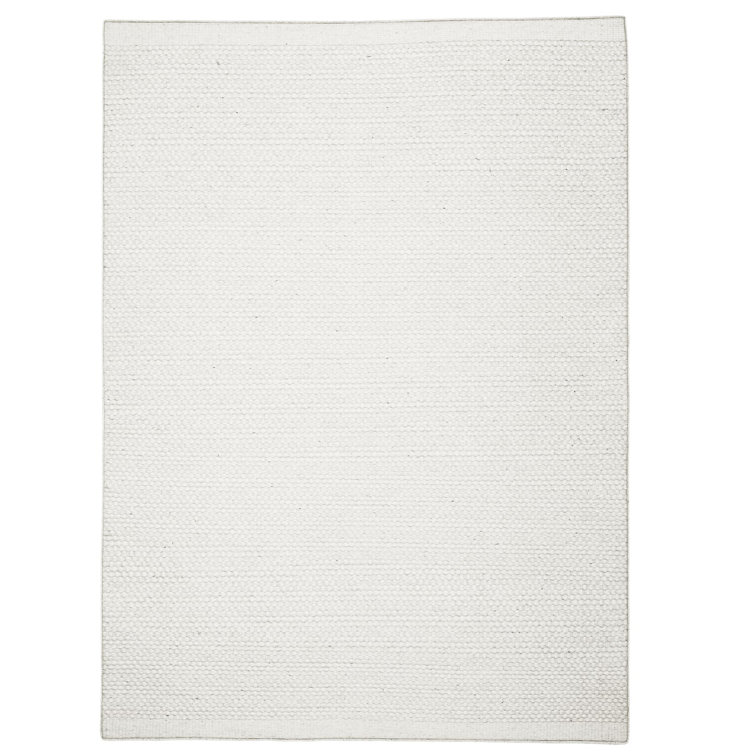 17 Stories Nygil Solid Colour Hand Woven Hand Hooked Natural White Area ...