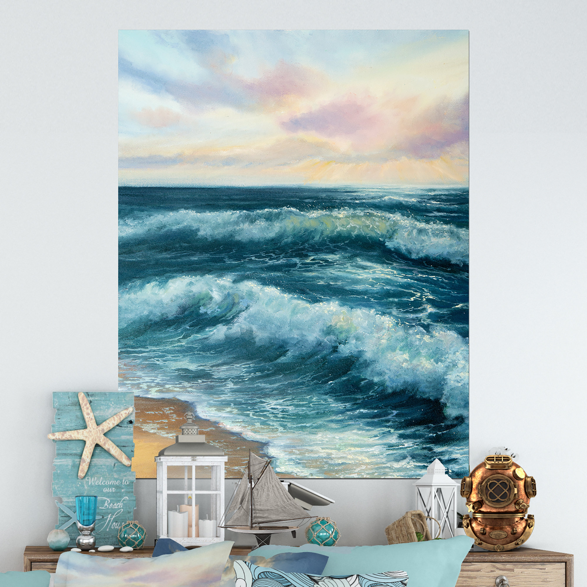 Highland Dunes Wild Blue Ocean Waves XVIII - Nautical & Coastal Canvas ...