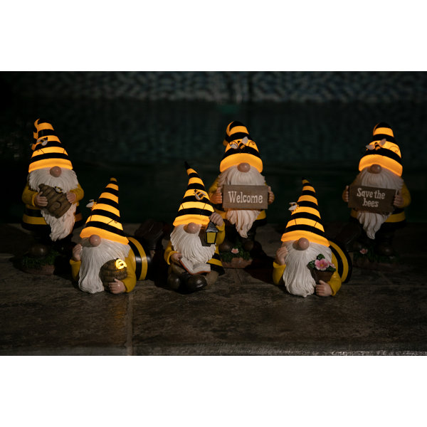 Exhart Solar Beekeeper Gnome Statue with Save the Bees Sign, 6 by 13 ...