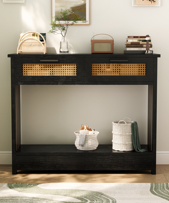 Bay Isle Home™ Wood 39" Boho Console Table for Entryway, Behind Sofa ...