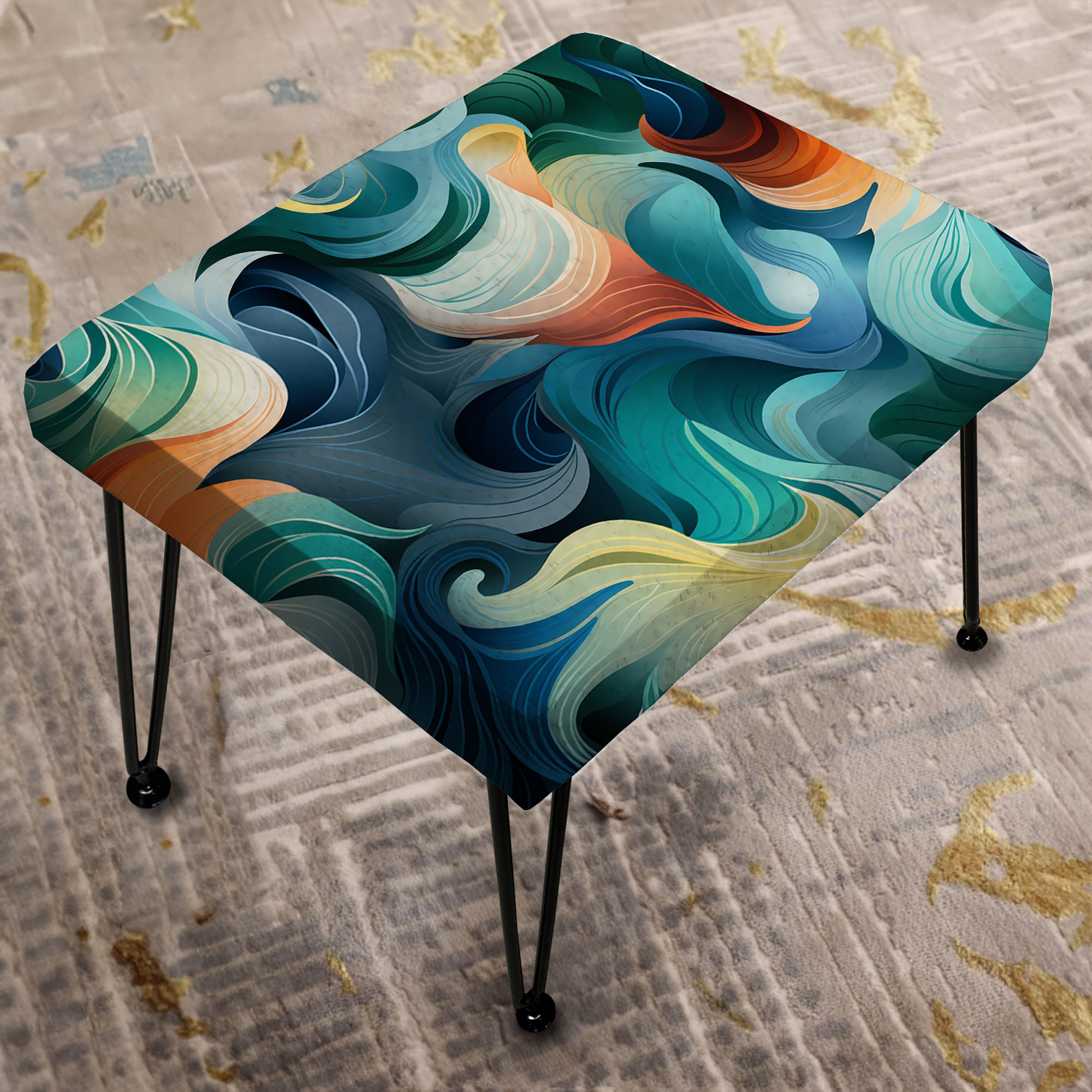 Design Art Deep Sea Dive Plunge Waves - Coastal Rectangle Ottoman | Wayfair