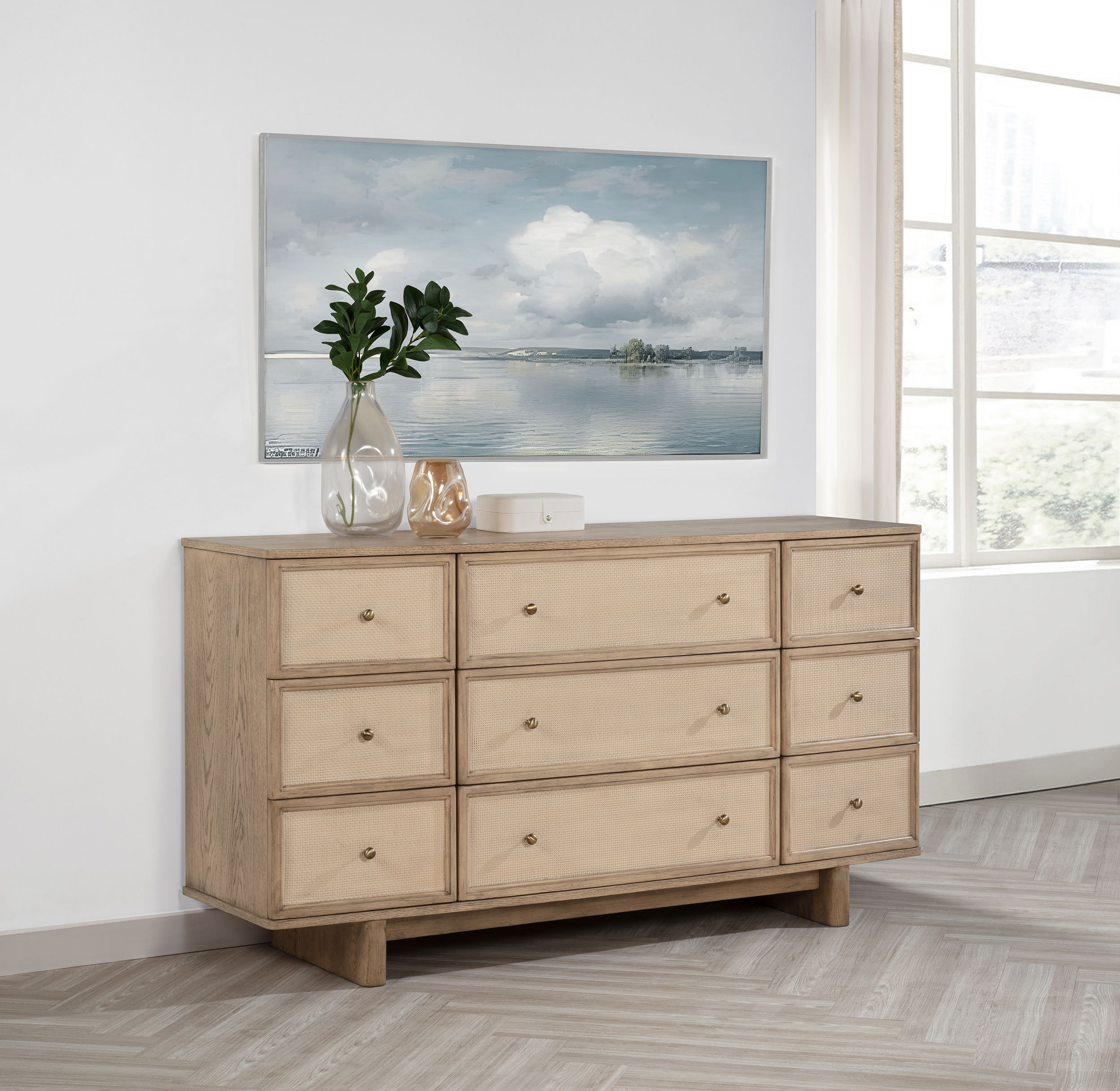 Latitude Run® Kailani 9-Drawer Dresser Cabinet Beige Oak - Wayfair Canada