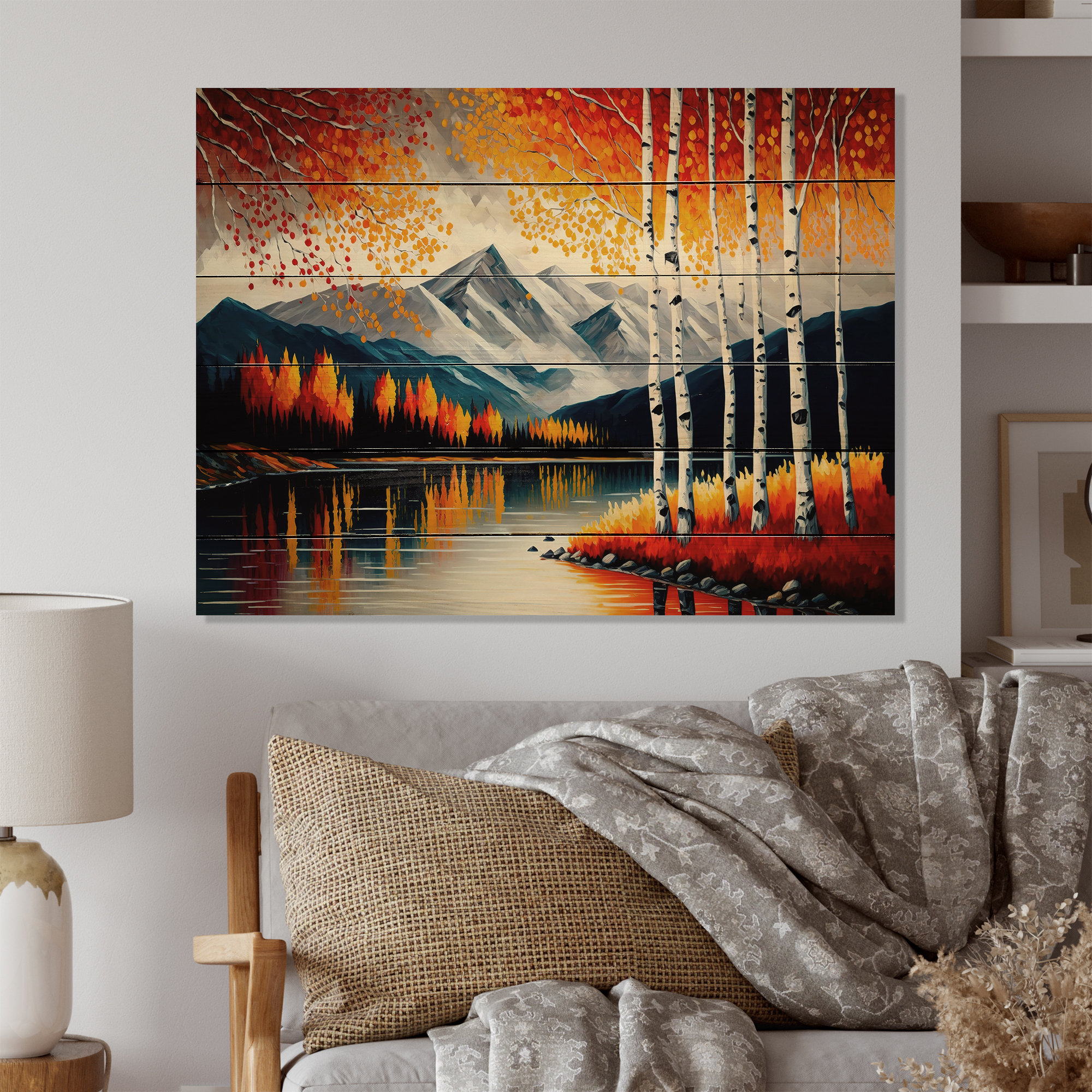 Millwood Pines Jerrod " Jerrod Red And Orange Birch Trees By The Lake ...