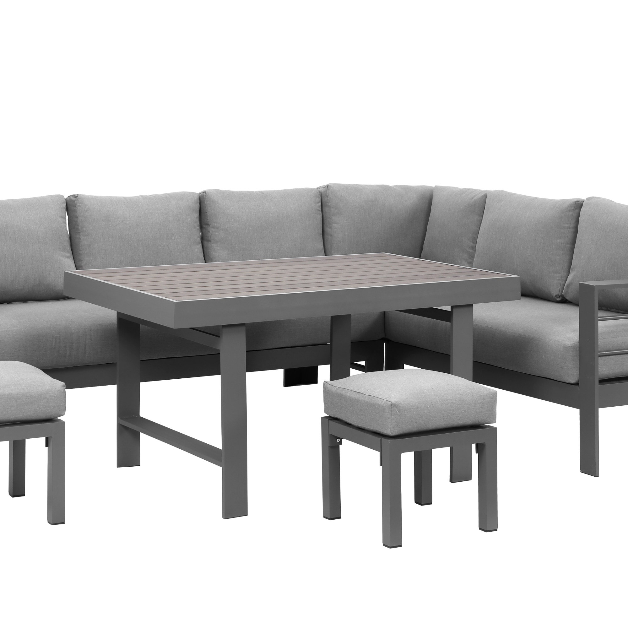 17 Stories 6-Pieces Outdoor Dining Set, Grey Aluminum Frame With Dark ...