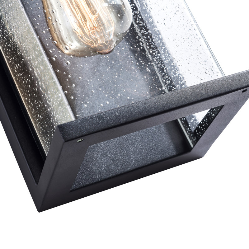 17 Stories Nykisha 11.2" H Seeded Glass Outdoor Flush Mount With Dusk ...