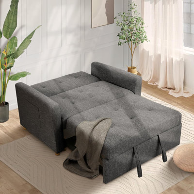 Ebern Designs Adda 71" 4-in-1 Convertible Sleeper Chair Bed, Linen Sofa ...