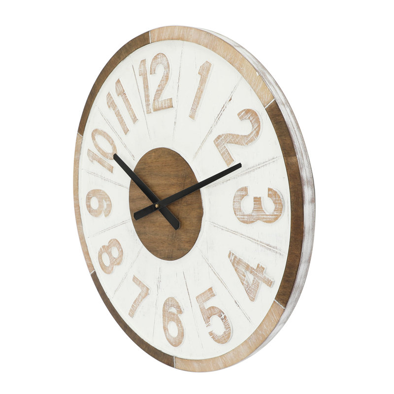Gracie Oaks Stefans Solid Wood Wall Clock & Reviews | Wayfair