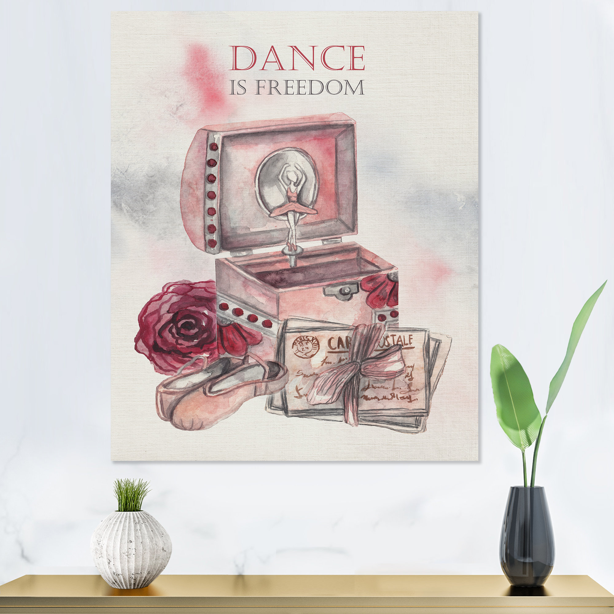 Gemma Violet Pink Ballerina Music Box - Print on Canvas | Wayfair