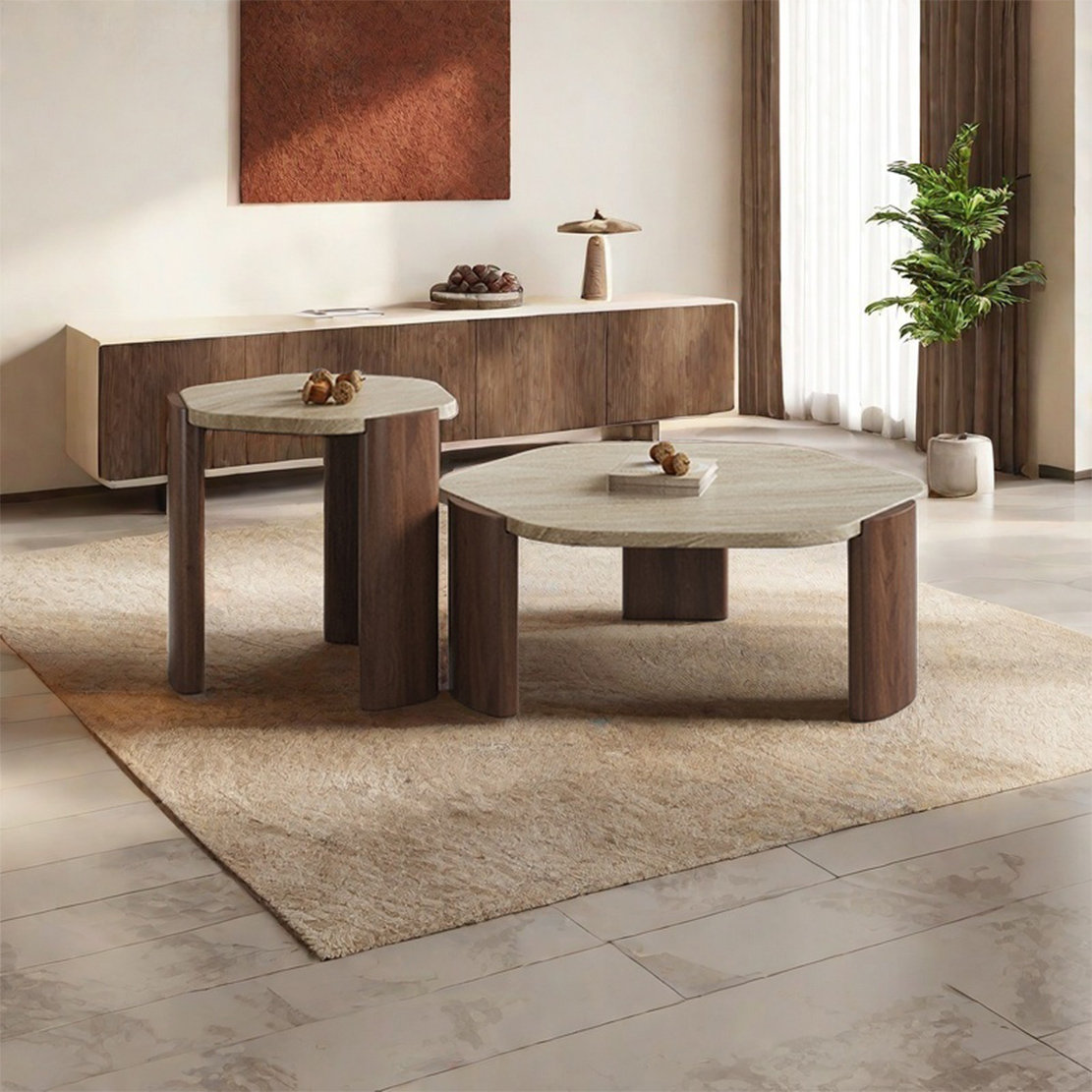 LIZIYE Simple cave stone solid wood coffee table | Wayfair