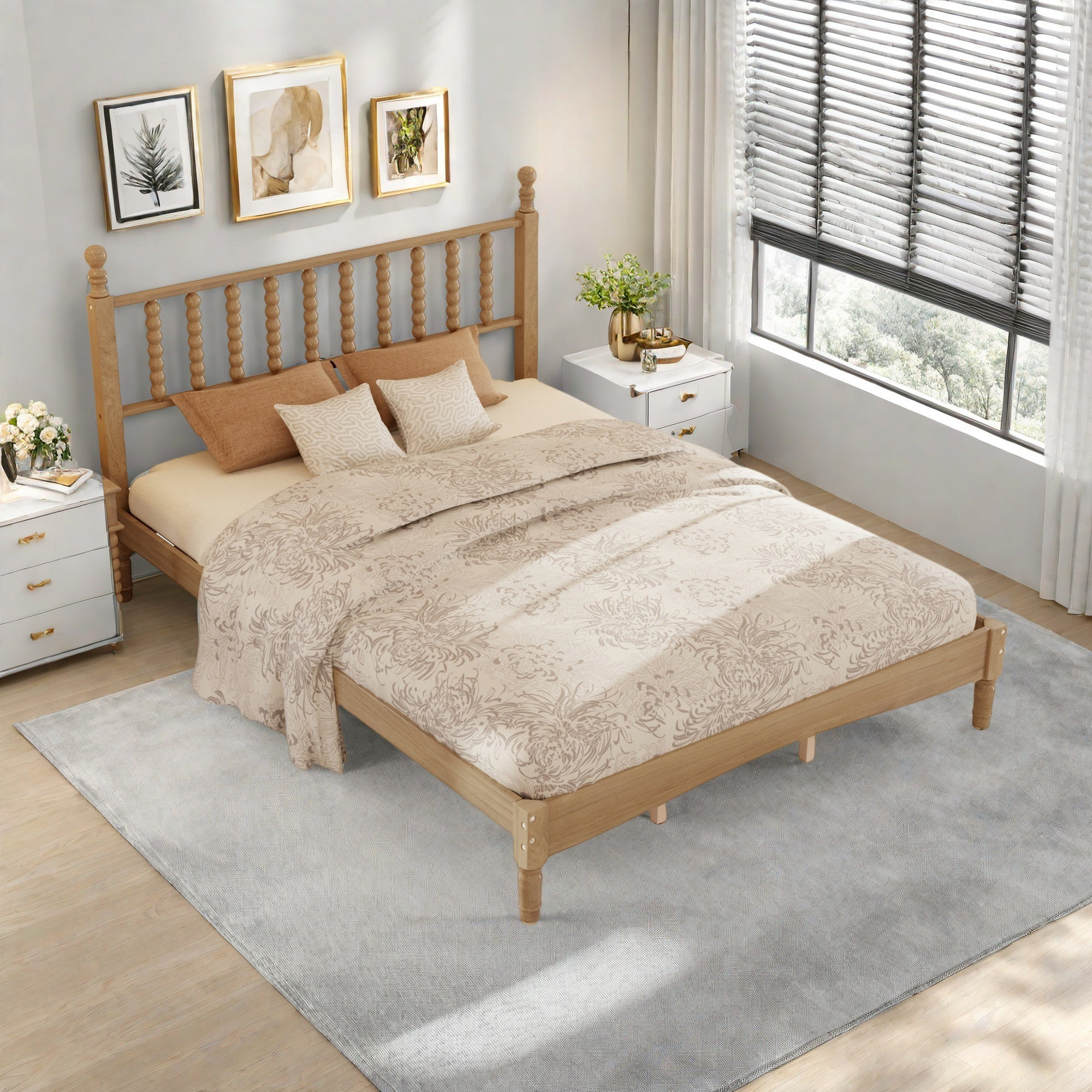 Alcott Hill Platform Bed With Gourd Shaped Headboard And Curved ...
