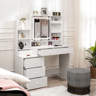 Ivy Bronx Knapp Makeup Desk With 6 Drawers, Sliding Lighted Mirror And ...