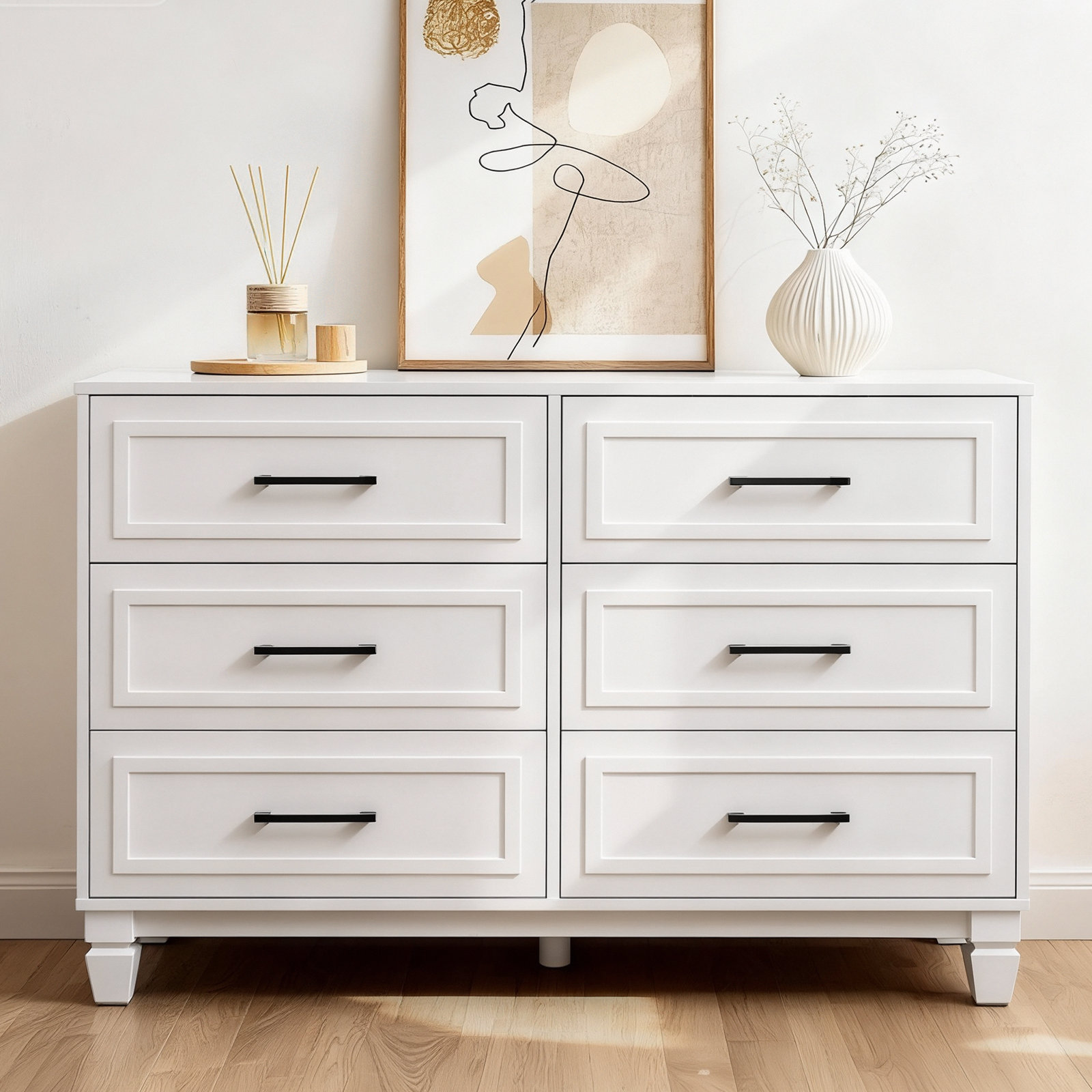 Ebern Designs Farmhouse 6 Drawers Dresser for Bedroom, Baby Dresser for ...