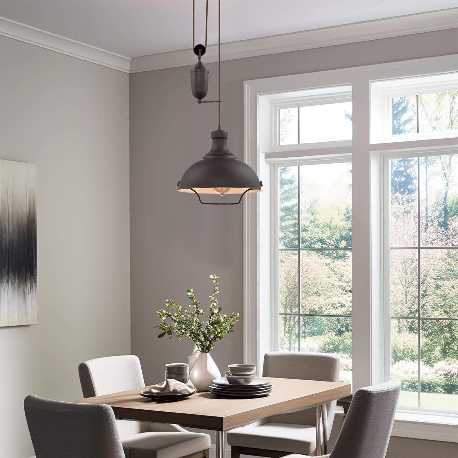 17 Stories Kira Home Sequoia Large Industrial Farmhouse Pendant Light ...