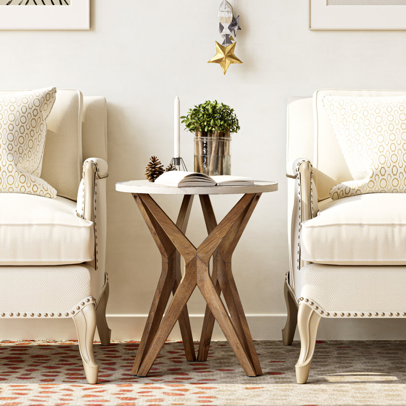 Millwood Pines Sevenoaks Farmhouse Crossed Legs Round End Table ...