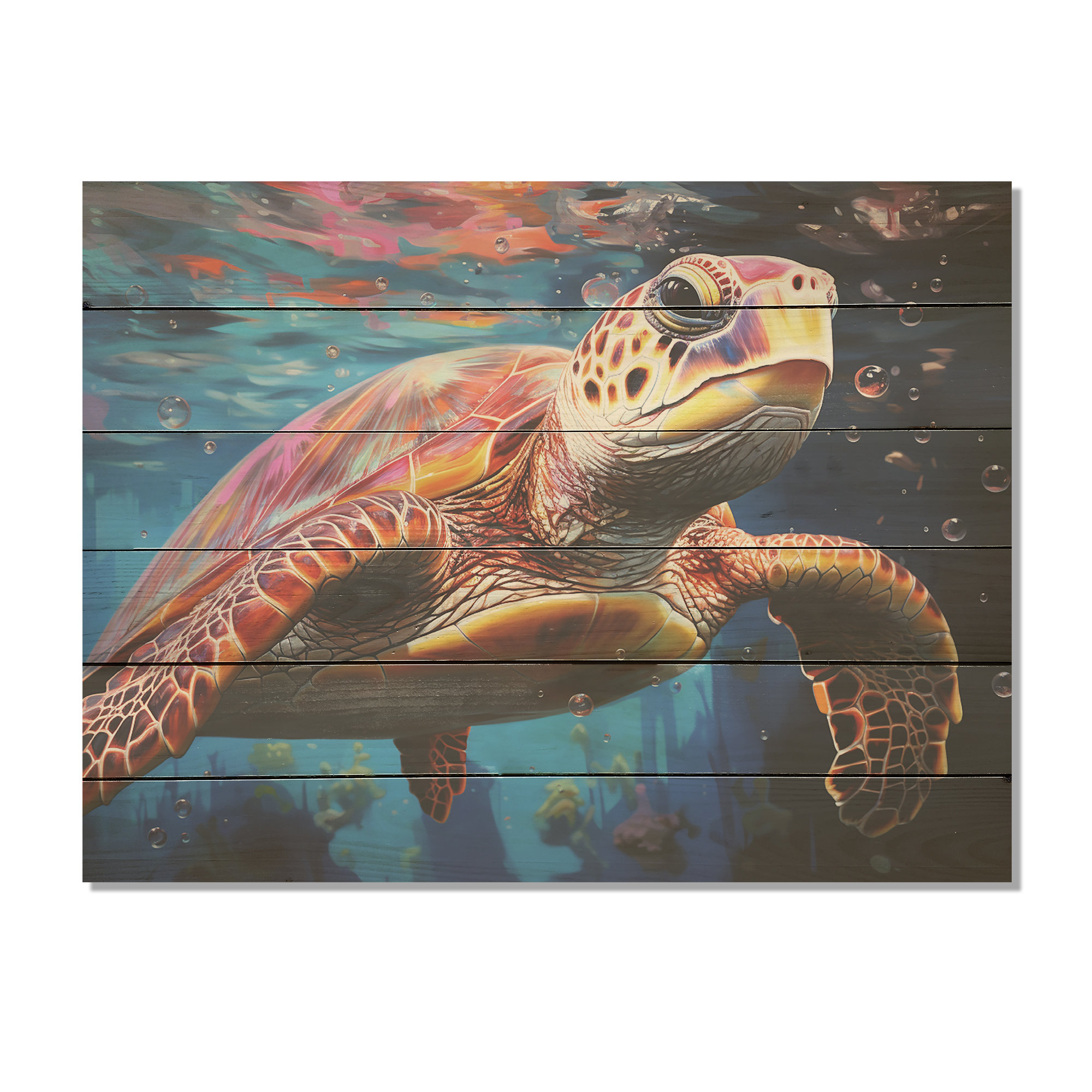 Bay Isle Home™ Pastel Sea Turtle - Turtle Wood Panel Wall Art On ...