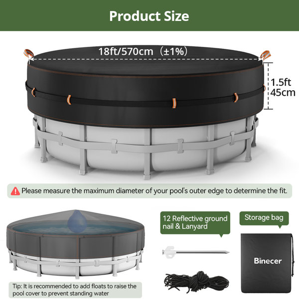 KingSo Round Pool Cover for Above Ground Frame Pools (Cover Only) | Wayfair