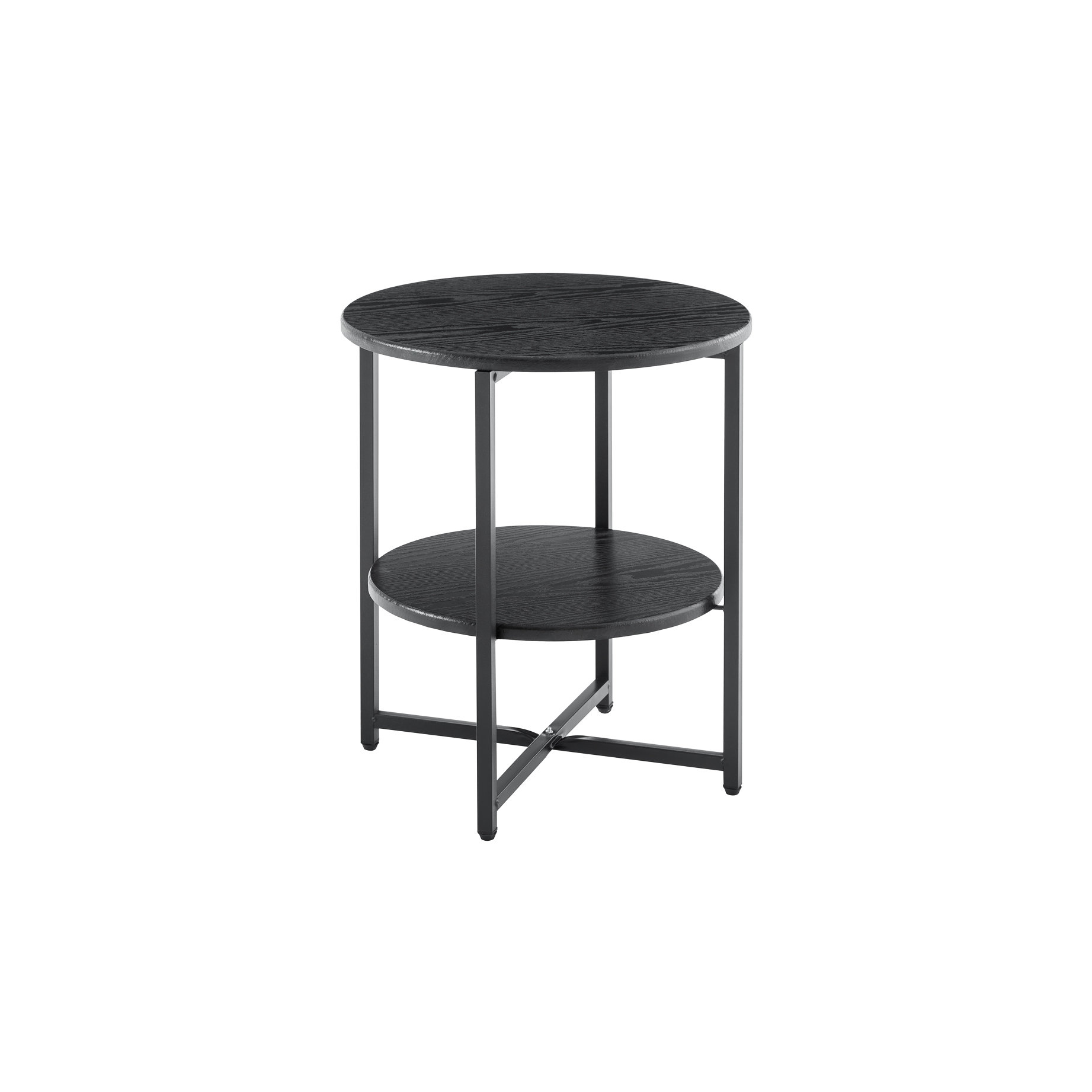 Ebern Designs Black Small Round 2 - Coffee Table With Storage Shelf ...