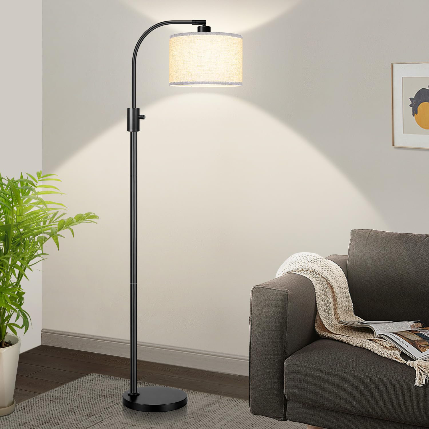 Mercer41 Dimmable Floor Lamp, 1200 Lumens LED Edison Bulb Included, Arc ...