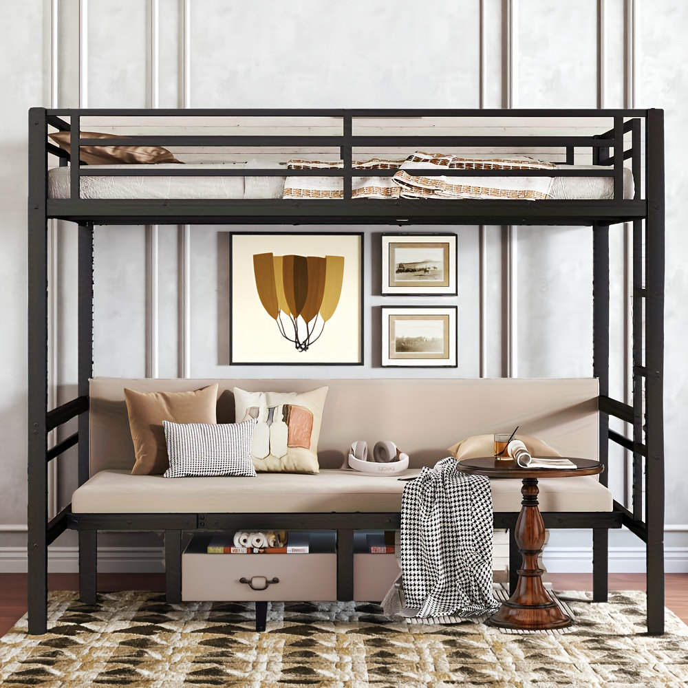 Ebern Designs Full Over Full Metal Bunk Bed With Pull-out Lower Bunk ...