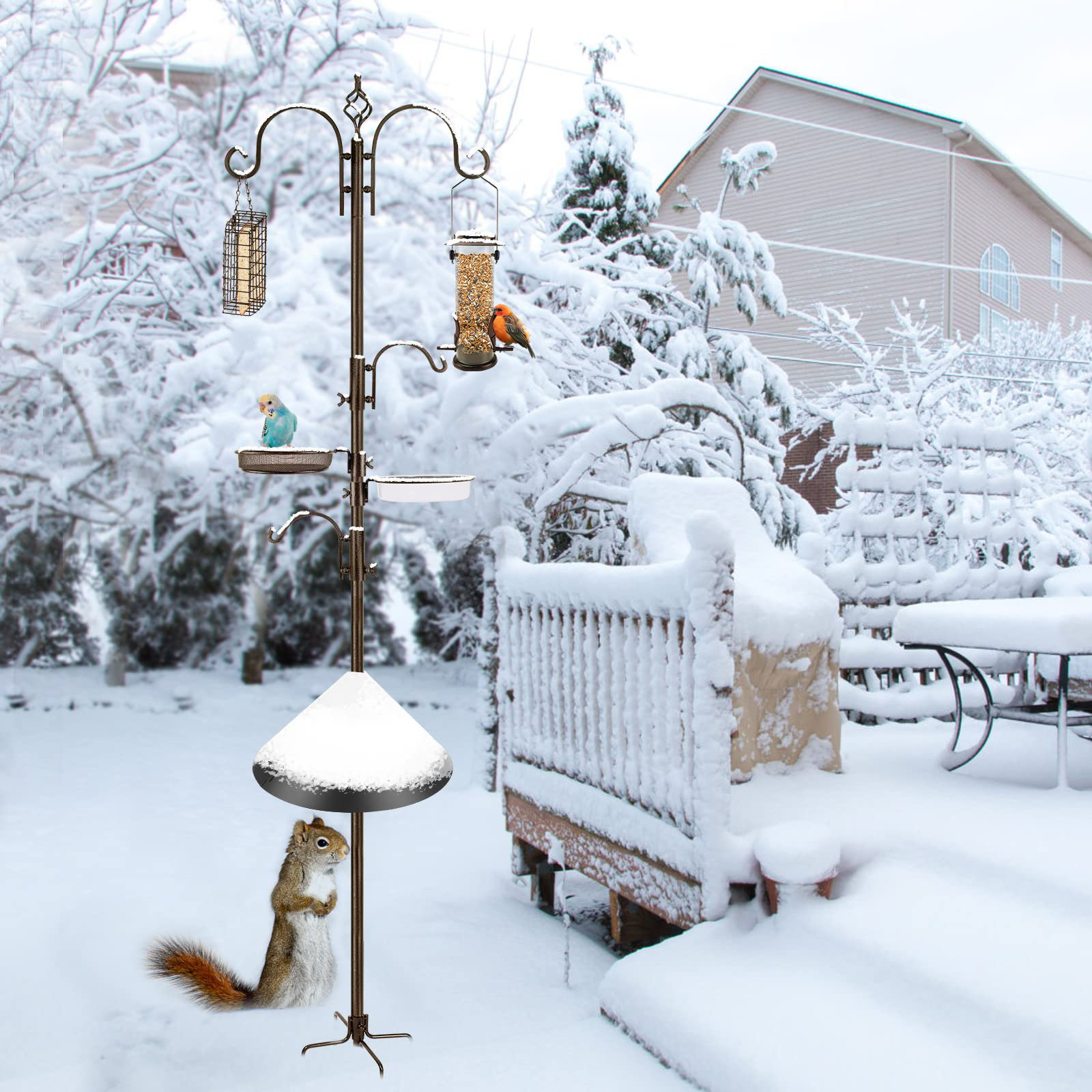 Arlmont & Co. Squirrel-Proof Bird Feeding Station - 88.4-Inch Metal ...